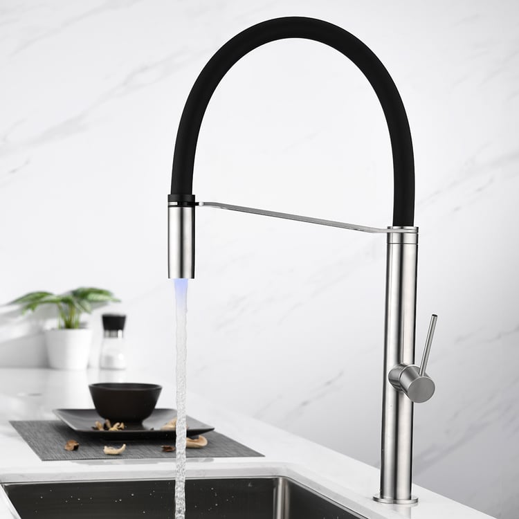 LED Single Lever Handle Kitchen Sink Tap Monobloc Stainless Steel ...