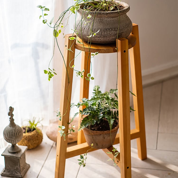 Rustic Plant Table Handcrafted Rustic Solid Wood Plant Stand With