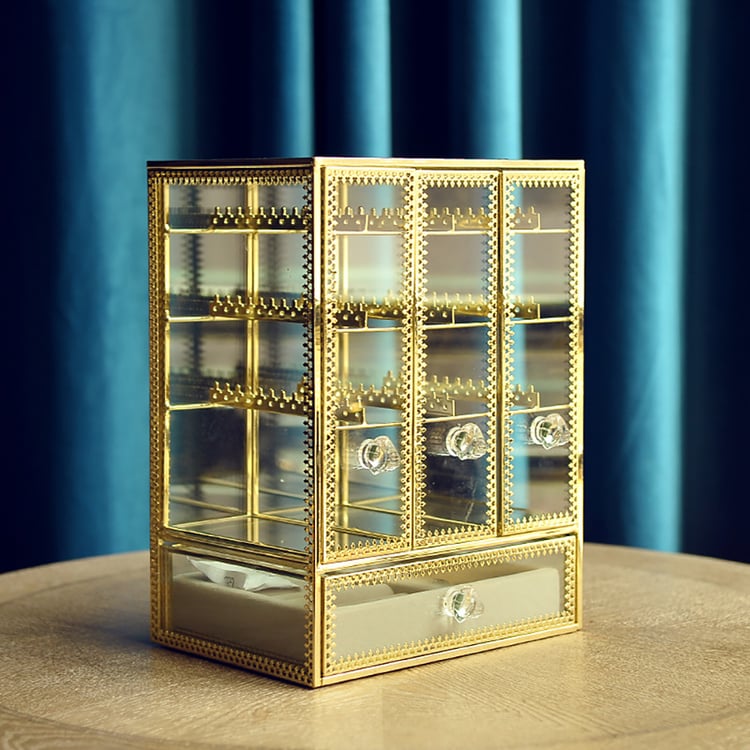 Modern Jewelry Case in Gold with Earring/Ring Storage｜Homary
