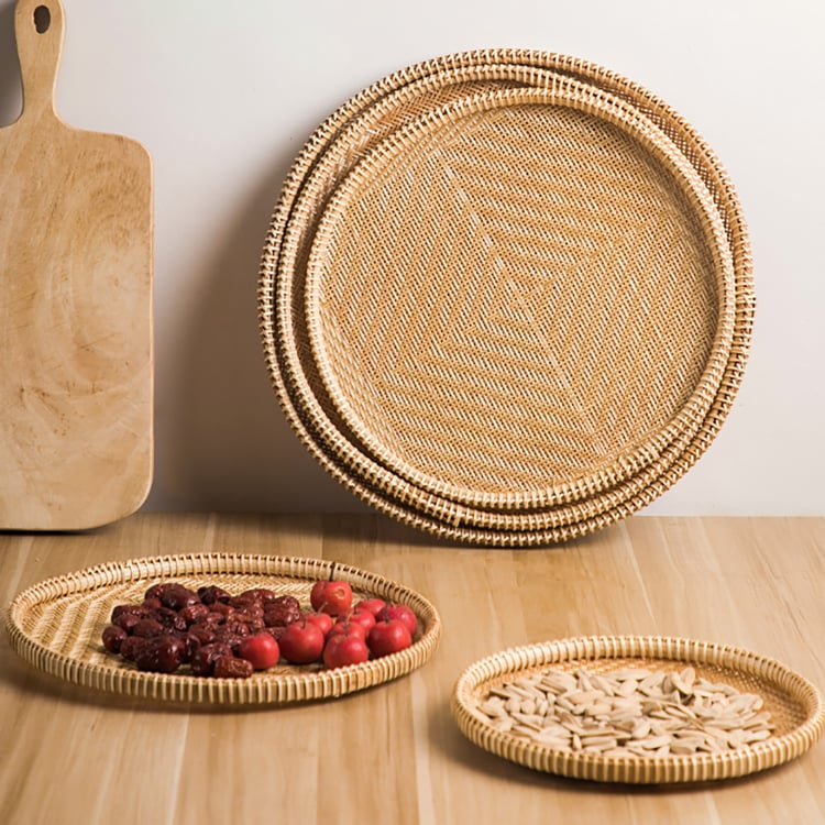 Rustic Modern Straw-Plaited Desk Organizer in Bamboo｜Homary UK