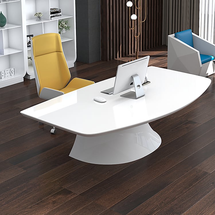 Modern White Writing Desk in MDF & Metal Home Office Desk｜Homary UK