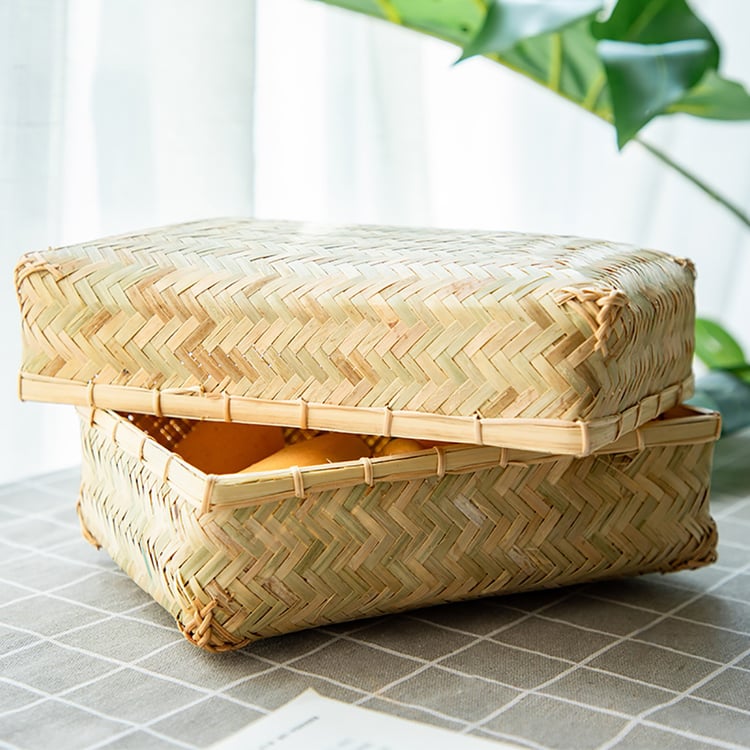 Rustic Straw Plaited Desk Organizer in Rattan Set of 2 | Homary AU