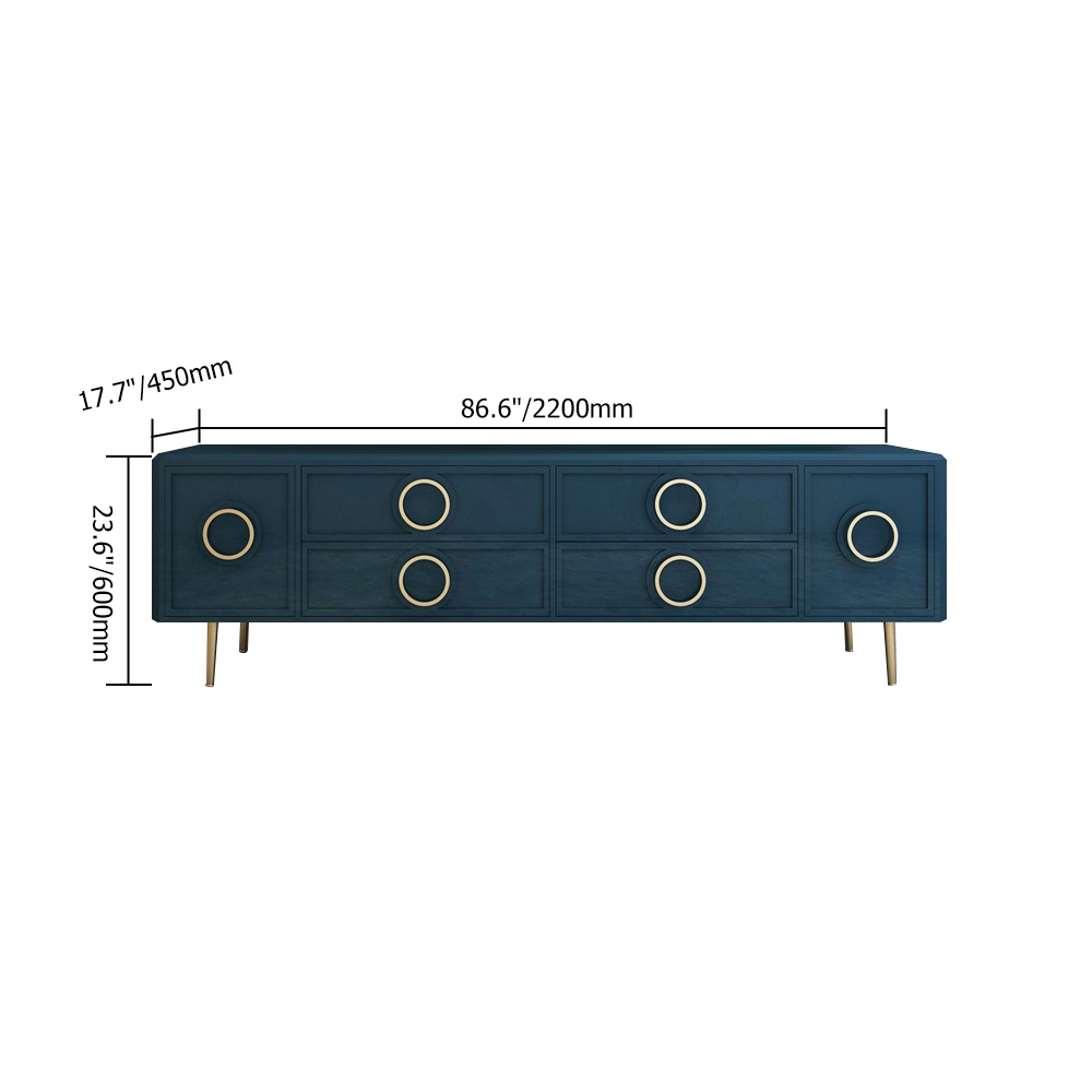 Rindix Navy Blue TV Stand with Storage Drawers for Gold Accents Mid ...