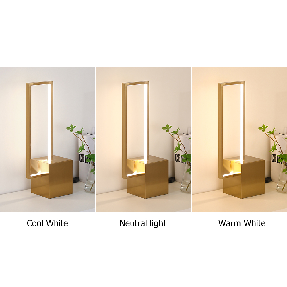 Modern Geometric Table lamp Gold Dimmable Desk lamp with Square Base ...