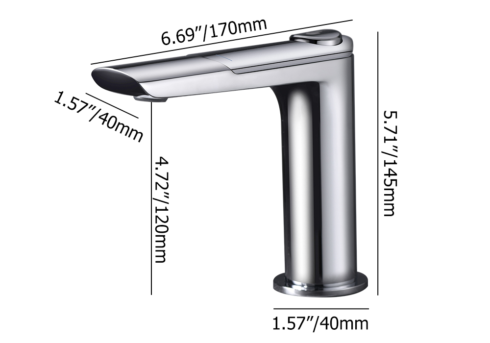 Chrome Single Hole Bathroom Basin Tap With Single Handle Press Button ...