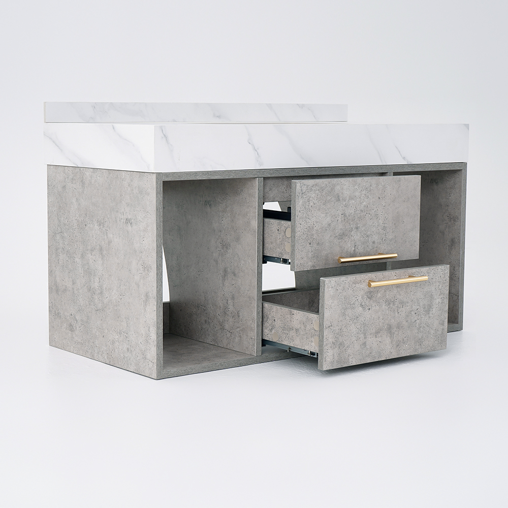 1000mm Grey Floating Bathroom Vanity with Stone Top Wall Mounted ...