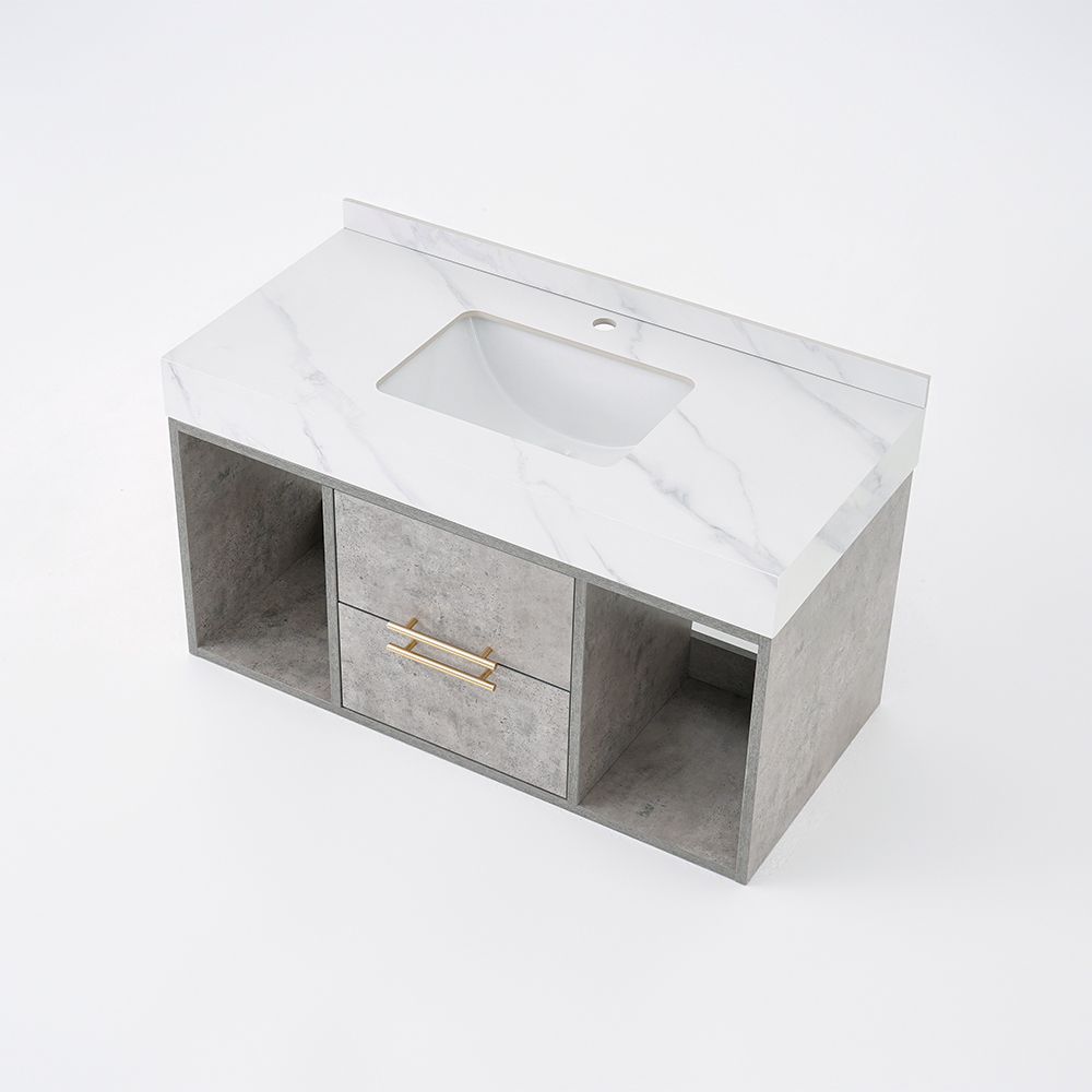 1000mm Grey Floating Bathroom Vanity with Stone Top Wall Mounted ...