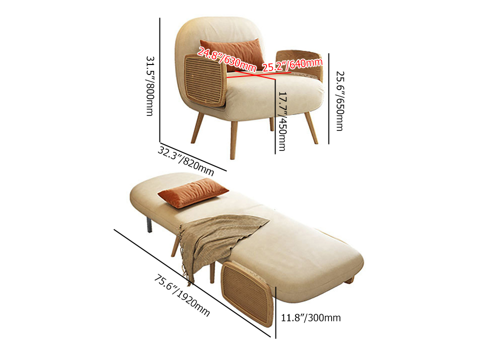 Diván moderno de mediados de siglo, sofá cama individual, convertible ...
